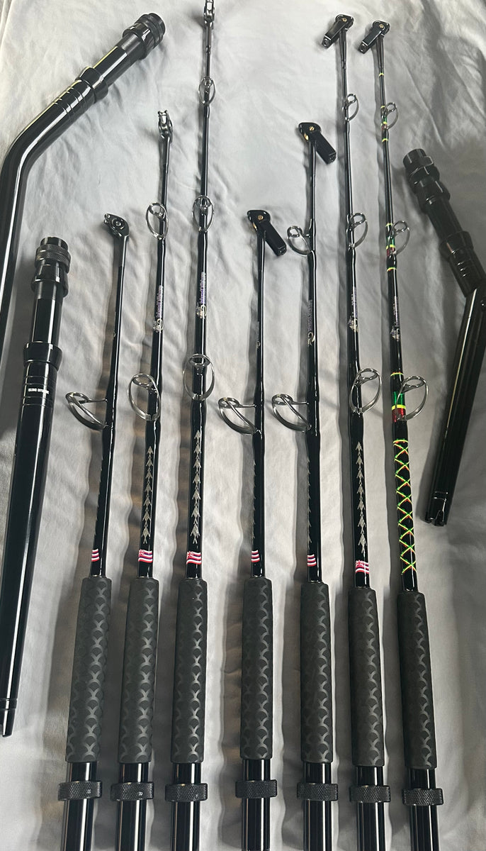 80 class FUJI Stubbie Rods Black and Rasta Wrap – island Offshore Big ...